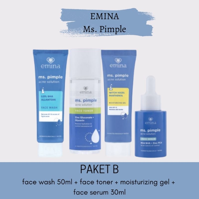 Jual Emina Ms Pimple Paket Lengkap Komplit | Skincare Emina 1 Paket ...