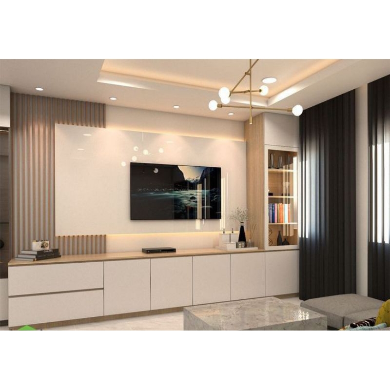 Jual BACKDROP TV MINIMALIS CUSTOM, KABINET TV, LEMARI TV. | Shopee ...