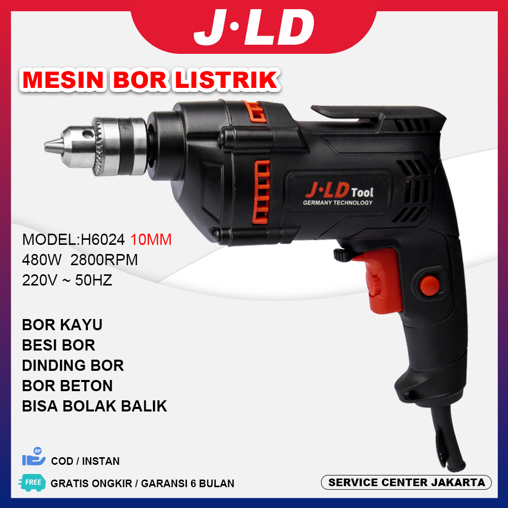 Jual JLD Mesin bor listrik 480W 10mm Electric Impact drill variable ...