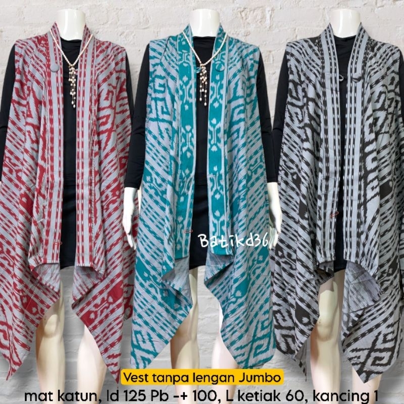 Jual Vest jumbo katun tenun toraja murah atasan outer wanita cewek cewe ...