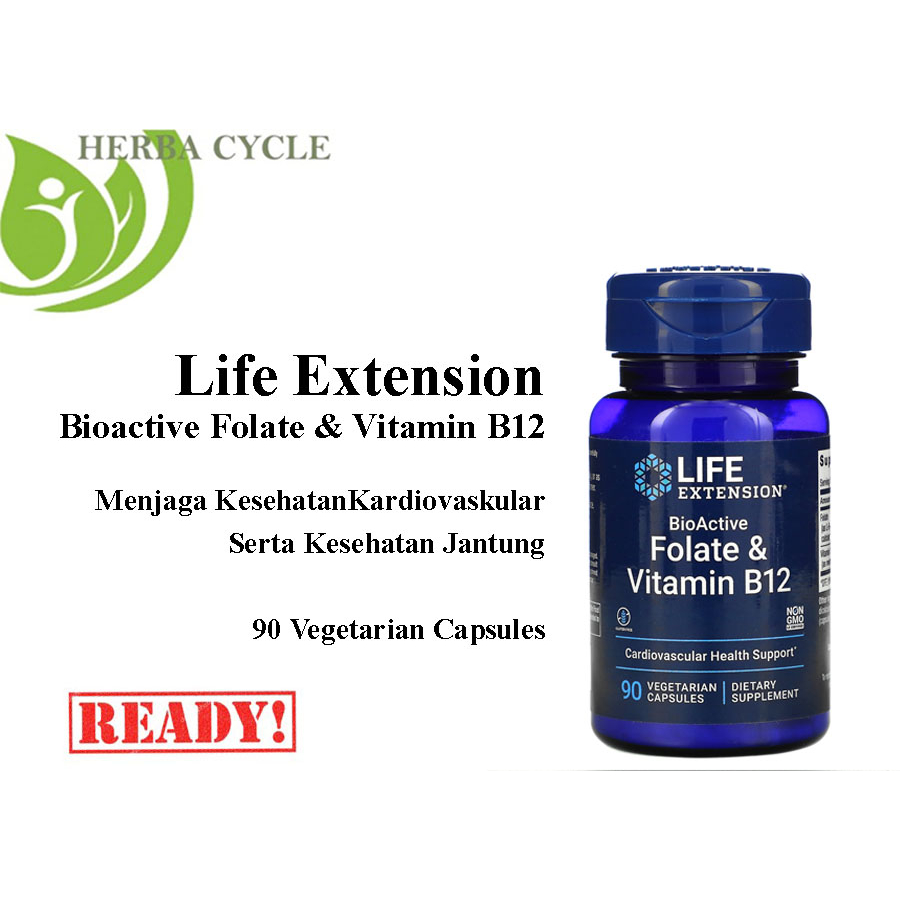 Jual Life Extension BioActive Folate Vit B12 90 Veg Vitamin B12 ORI USA ...
