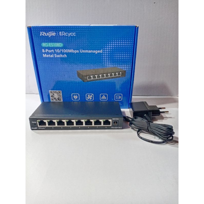 Jual SWITCH HUB RUIJIE RG-ES108D 8 PORT 10/100MBPS UNMANAGED METAL ...