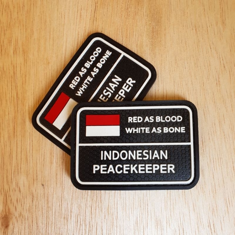 Jual patch rubber logo indonesian peacekeeper dasar hitam - tempelan ...