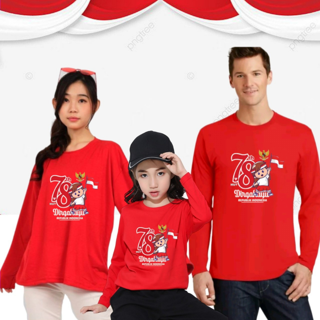 Jual KAOS COUPLE AGUSTUSAN DIRGAHAYU HUT RI LENGAN PANJANG DEWASA | Shopee Indonesia