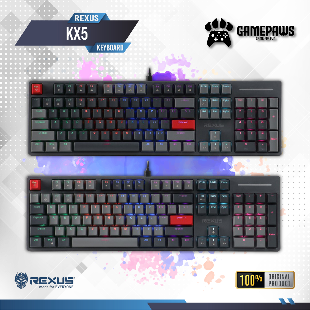 Jual Rexus Heroic KX5 Mechanical Gaming Keyboard Full Size RX-KX5 | Shopee Indonesia