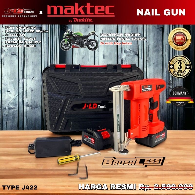 Jual BIG PROMO TERBARU JLD Mesin Tembak Paku Nail Gun Cordless 2 Baterai 88V | Shopee Indonesia