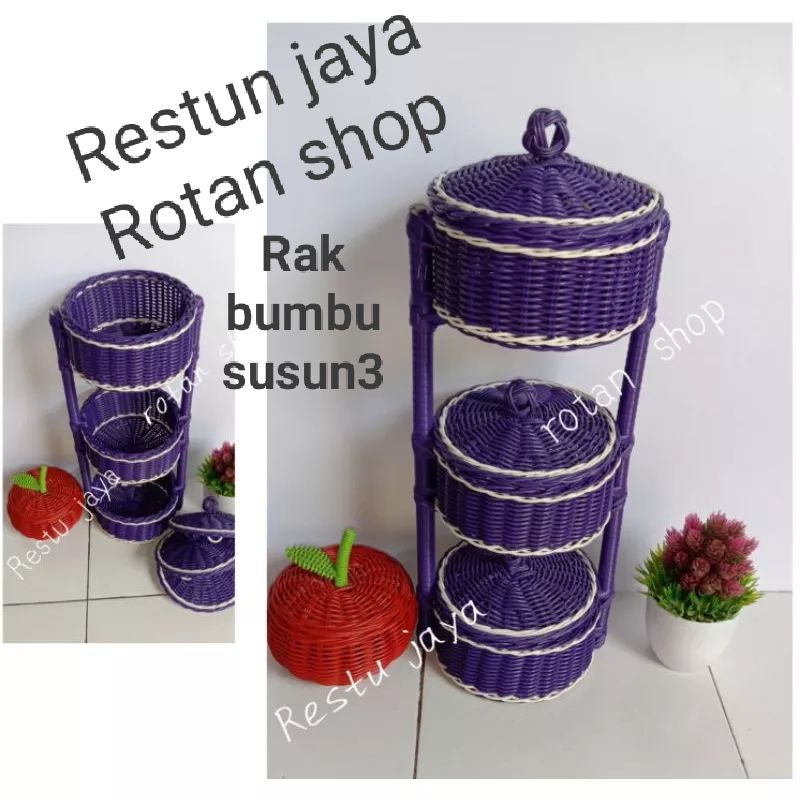 Jual Rak Bawang dan bumbu dapur rotan/sintetic model ( tup3 ) | Shopee ...
