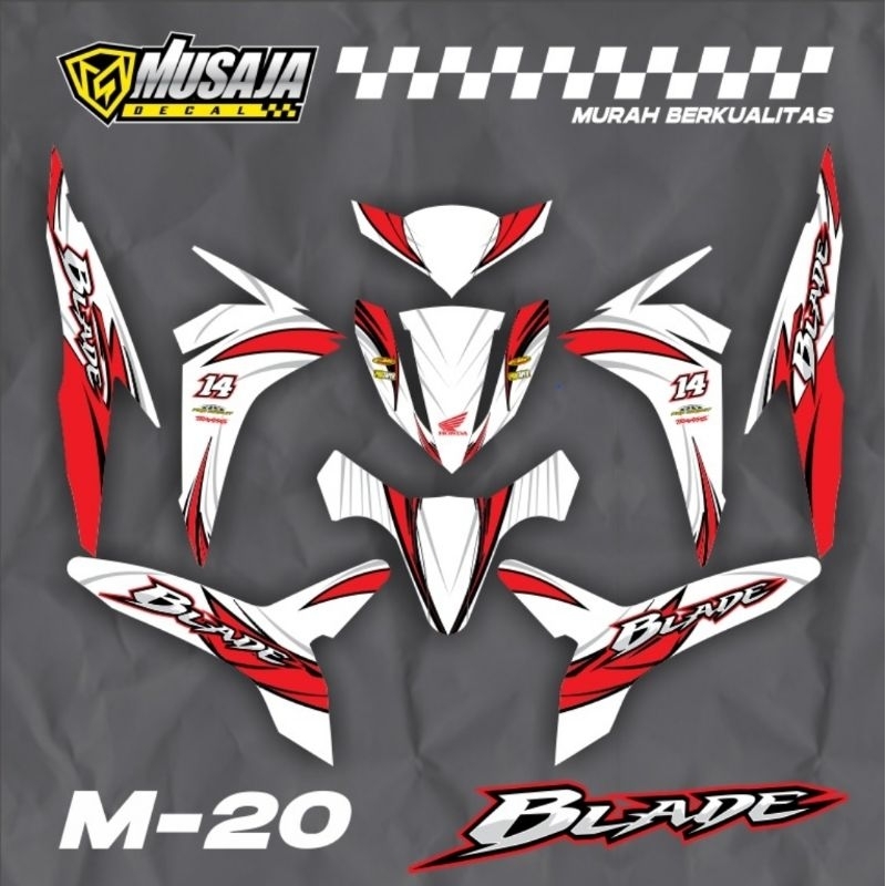 Jual Decal honda Blade Full Body putih hitam - dekal honda blade ...