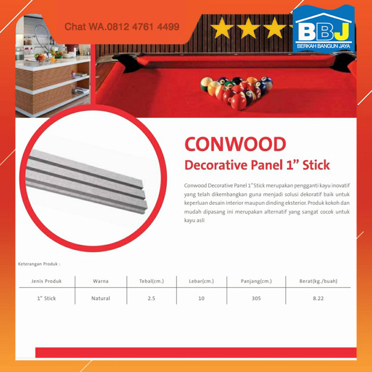 Jual CONWOOD Decorative Panel 1” Stick / Conwood Dinding | Shopee Indonesia