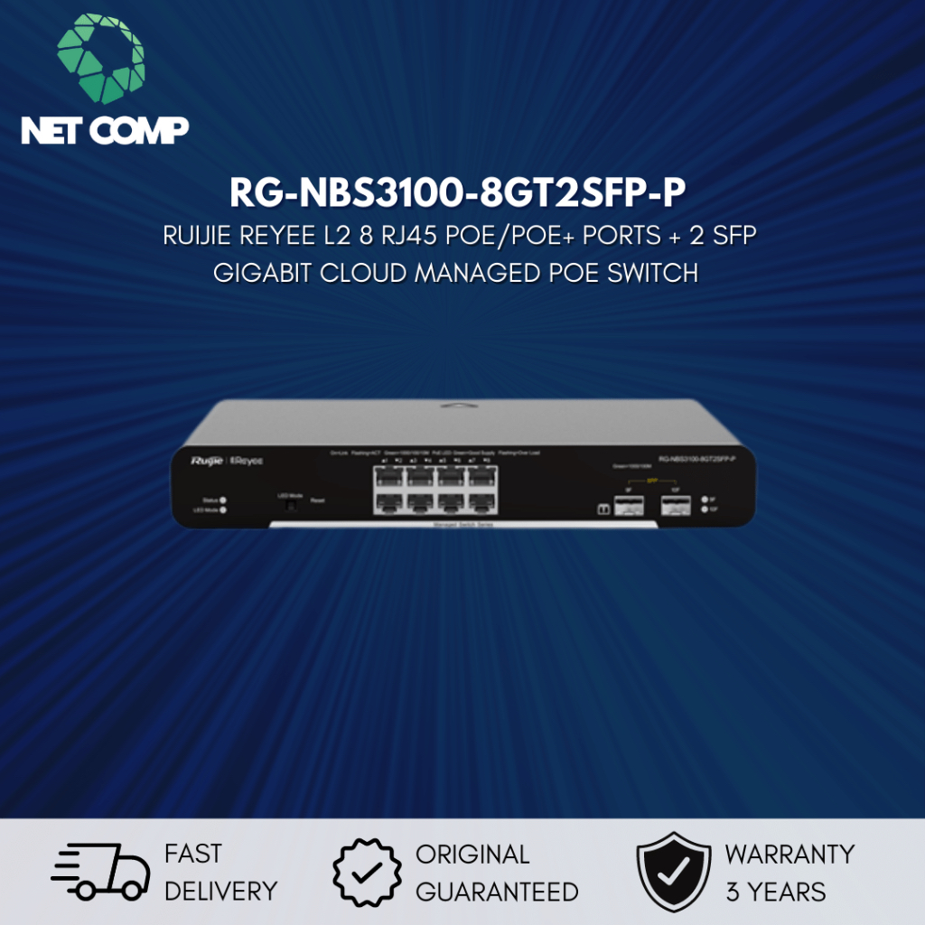 Jual RG-NBS3100-8GT2SFP-P RUIJIE REYEE 8 PORTS GIGABIT L2 POE+ 2 SFP ...