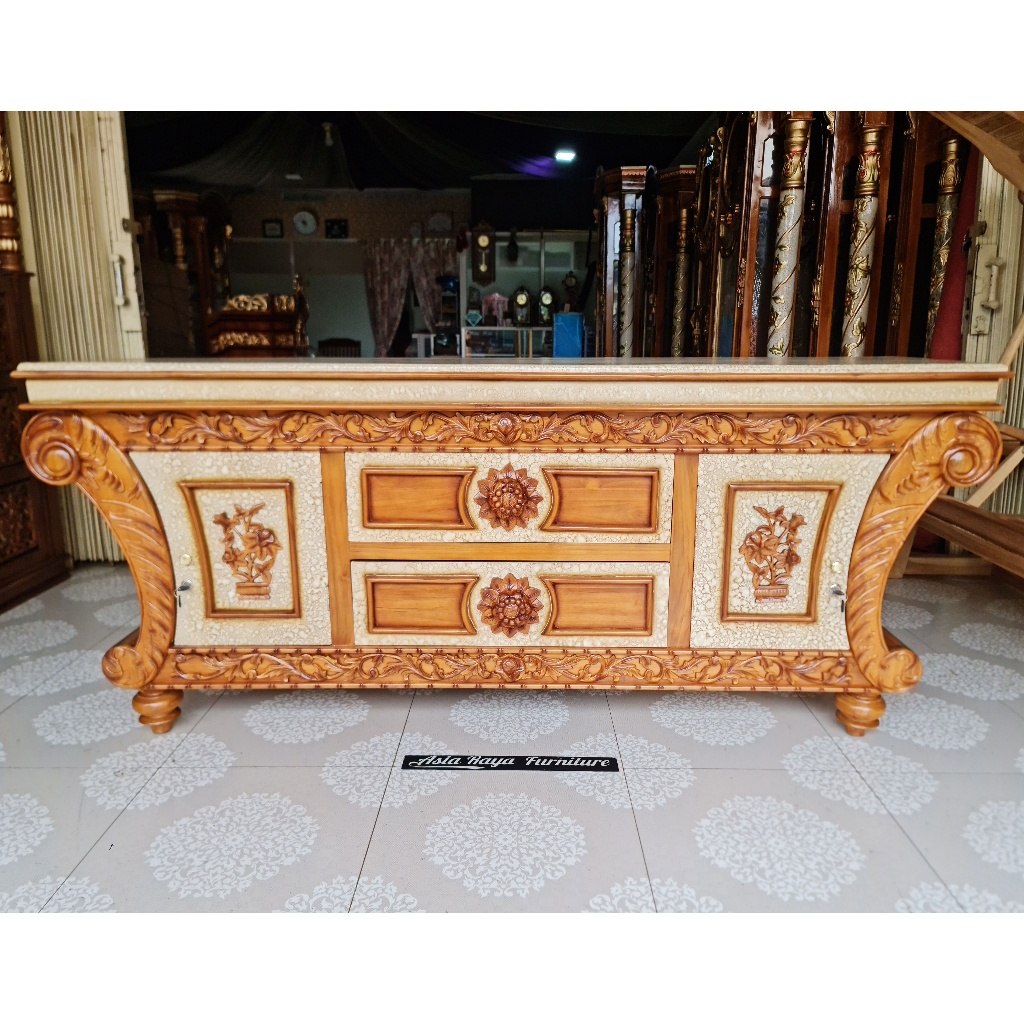Jual Buffet Tv Kayu Jati Ukiran Jackson | Shopee Indonesia