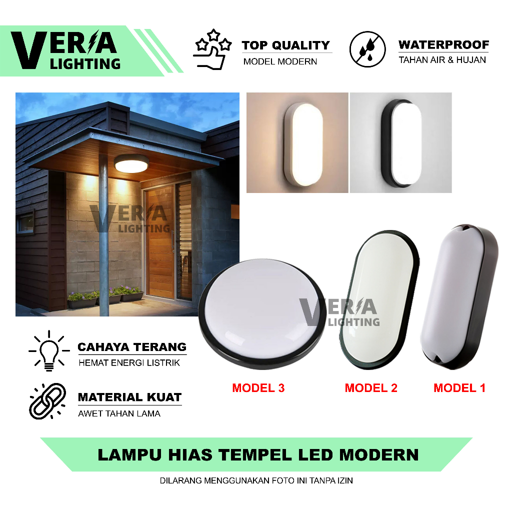 Jual Lampu Plafon Teras Rumah Tempel LED 10/20 Watt 10W 20W Waterproof ...