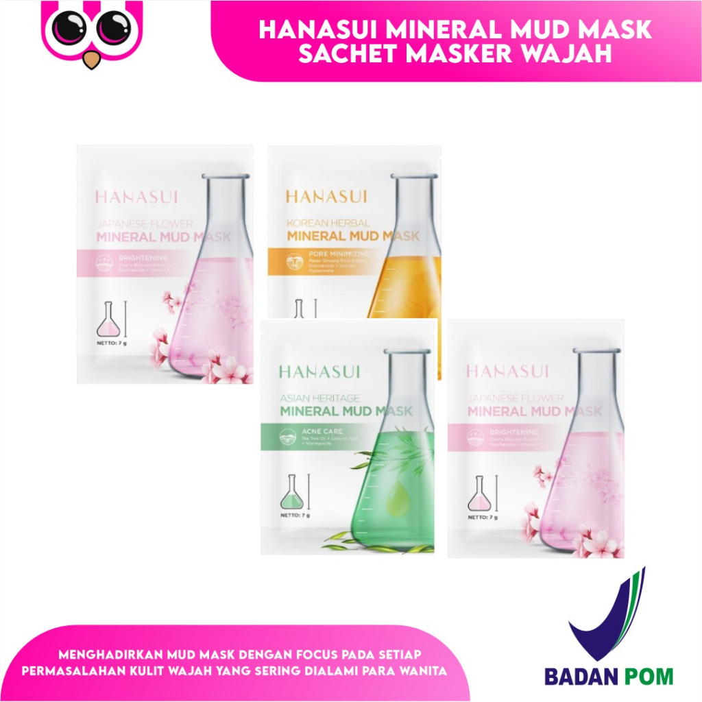 Jual HANASUI MINERAL MUD MASK SACHET MASKER WAJAH | Shopee Indonesia
