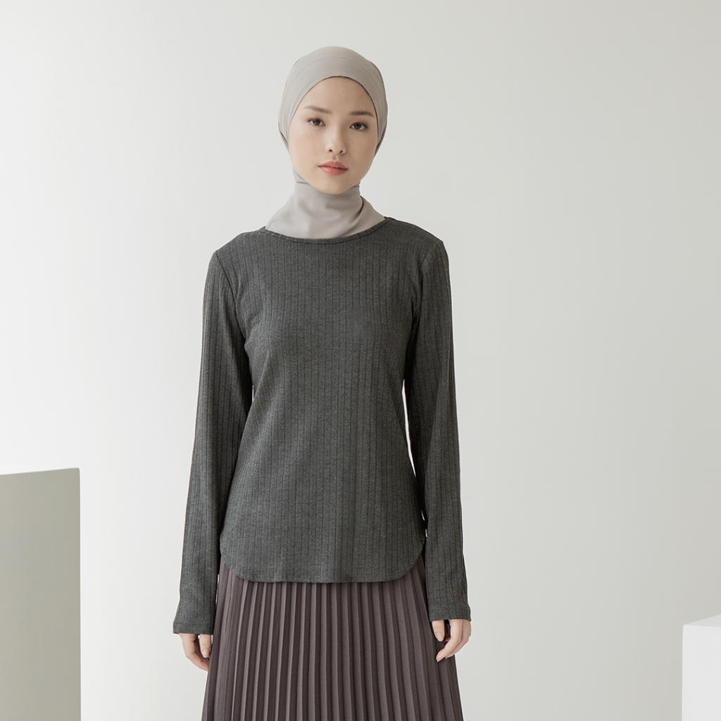 Jual Abyasa by Aska Label - Atasan wanita inner top bahan katun rajut stretch lengan panjang ...