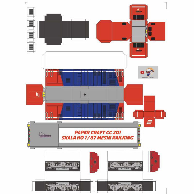 Jual GRIYADEFARA PAPERCRAFT LOKOMOTIF KERETA API CC 201 SKALA HO ...