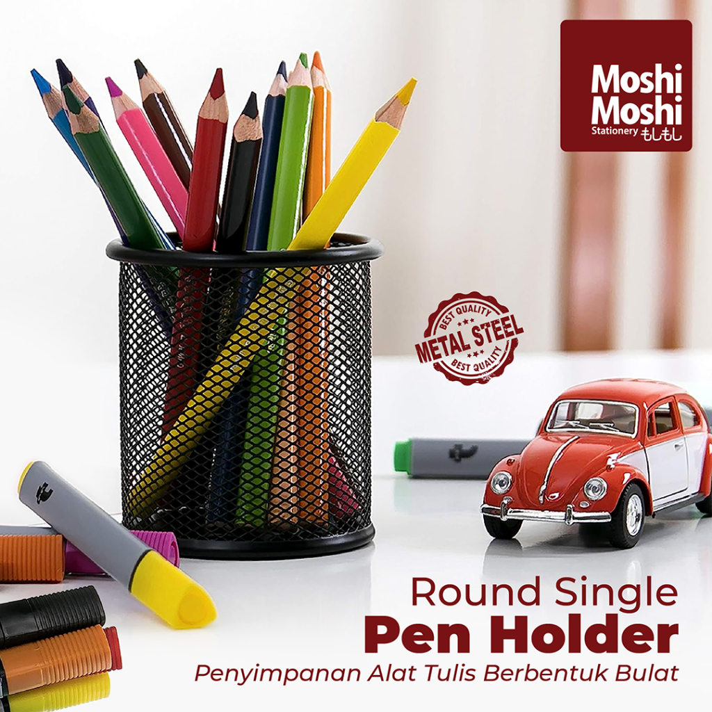 Jual Pen Holder Round Desk Steel Tempat Alat Tulis Meja Kantor Jaring ...