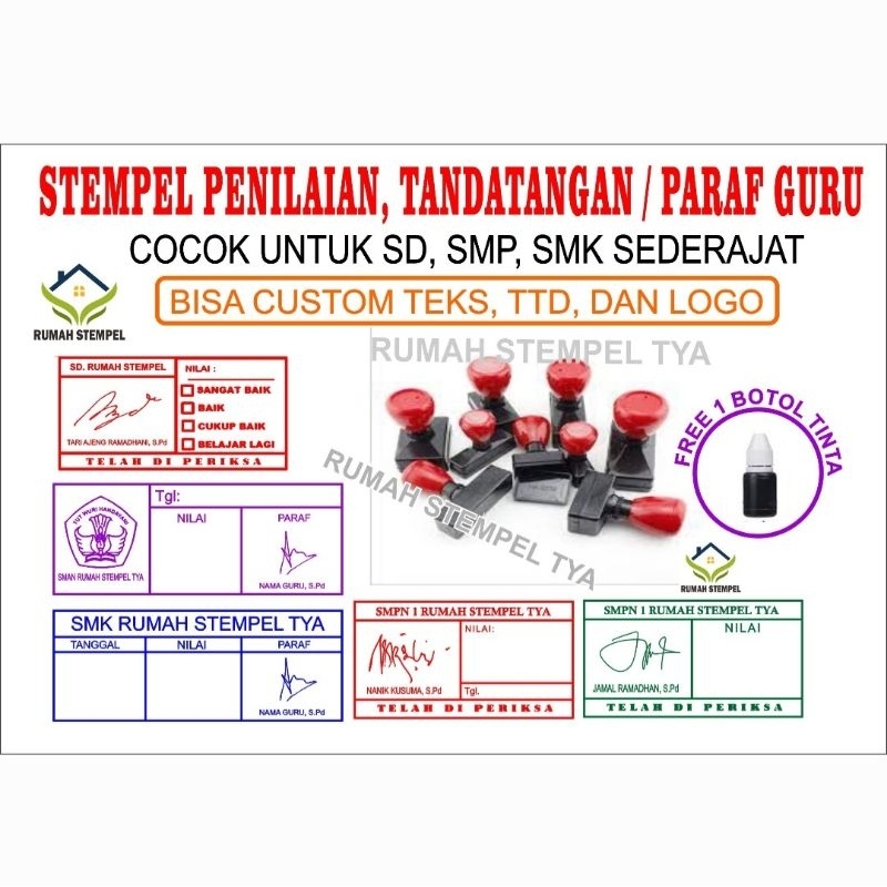 Jual STEMPEL PENILAIAN, TANDA TANGAN / PARAF GURU | Shopee Indonesia