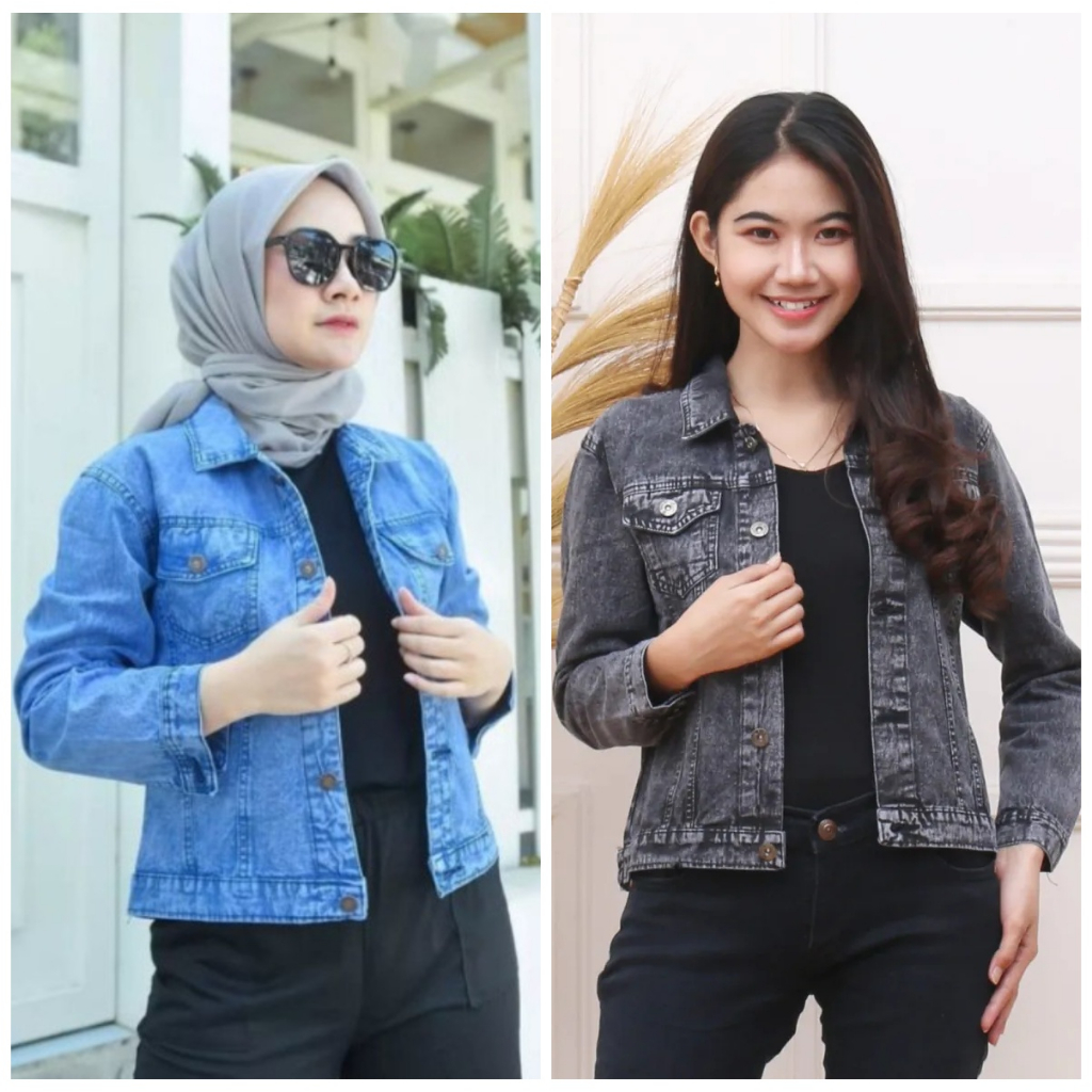 Jual Jacket Jeans Crop Wanita Biondy Denim Jaket Jins Kekinian Jaket Cewek Cewe Terbaru