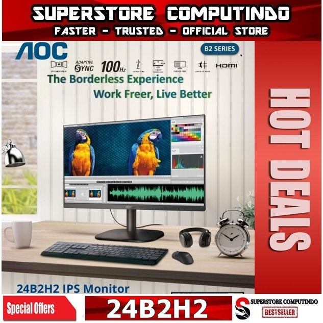 Jual Monitor LED AOC 24B2H2 24" IPS FHD 100Hz 4Ms Ultra Slim Vesa ...