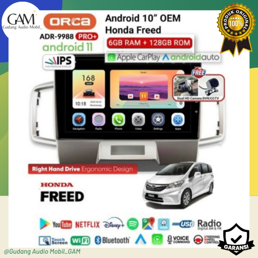 Jual PAKET HEAD UNIT ANDROID 10 INCH ORCA PRO+ G2 HONDA FREED | Shopee ...