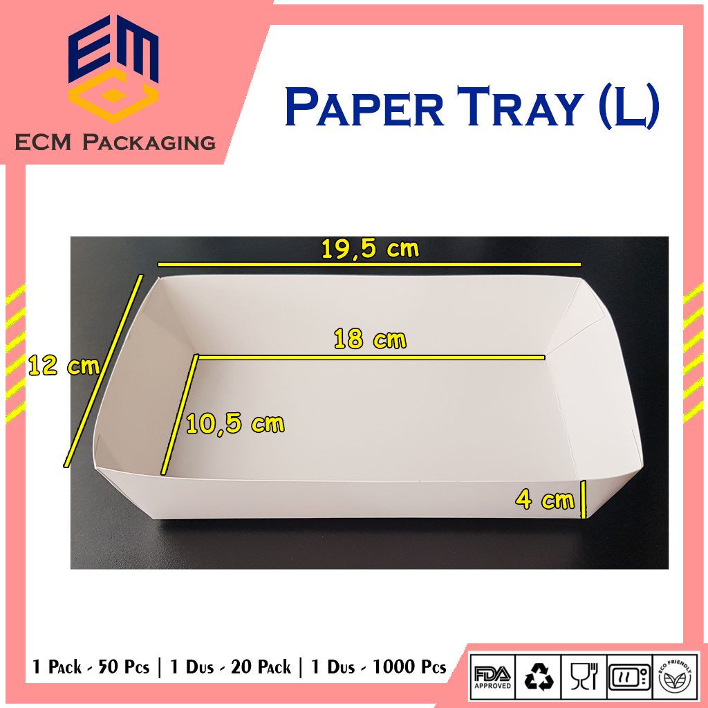 Jual Food Tray / Paper Tray L Putih Polos 50pcs | Shopee Indonesia