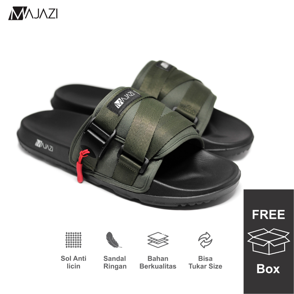 Jual Majazi - Sandal Slide Pria Ibera Green Army | Shopee Indonesia