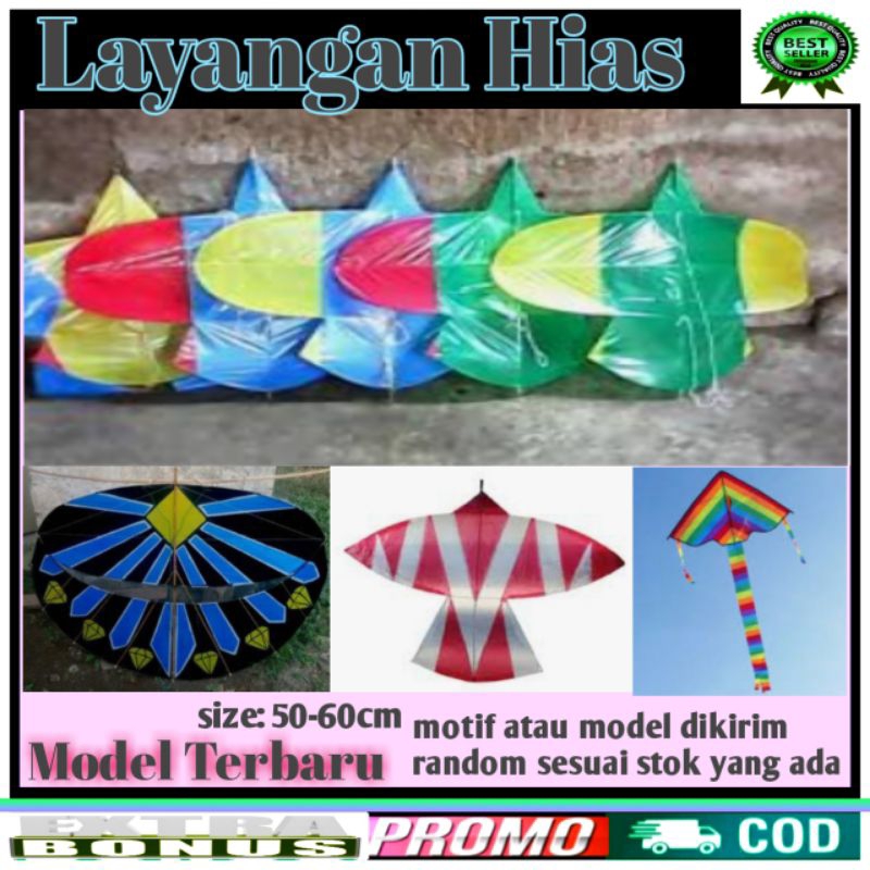 Jual Layangan hias gapangan aneka layangan sudah rakit motif random ...