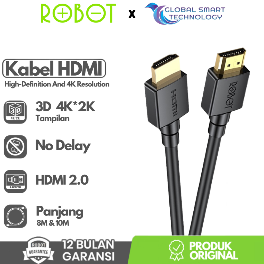 Jual ROBOT RFH08 RFH10 Cable Kabel HDMI 2.0 High Definition No Delay 3D ...
