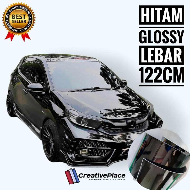 Jual sticker skotlet hitam glossy lebar 122 cm / scotlite hitam ...