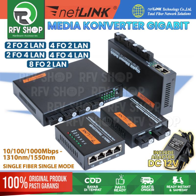 Jual Gigabit Media Converter 2 / 4 / 8 FO - 2 / 4 LAN 10/100/1000M Fiber Optic Switch Netlink ...