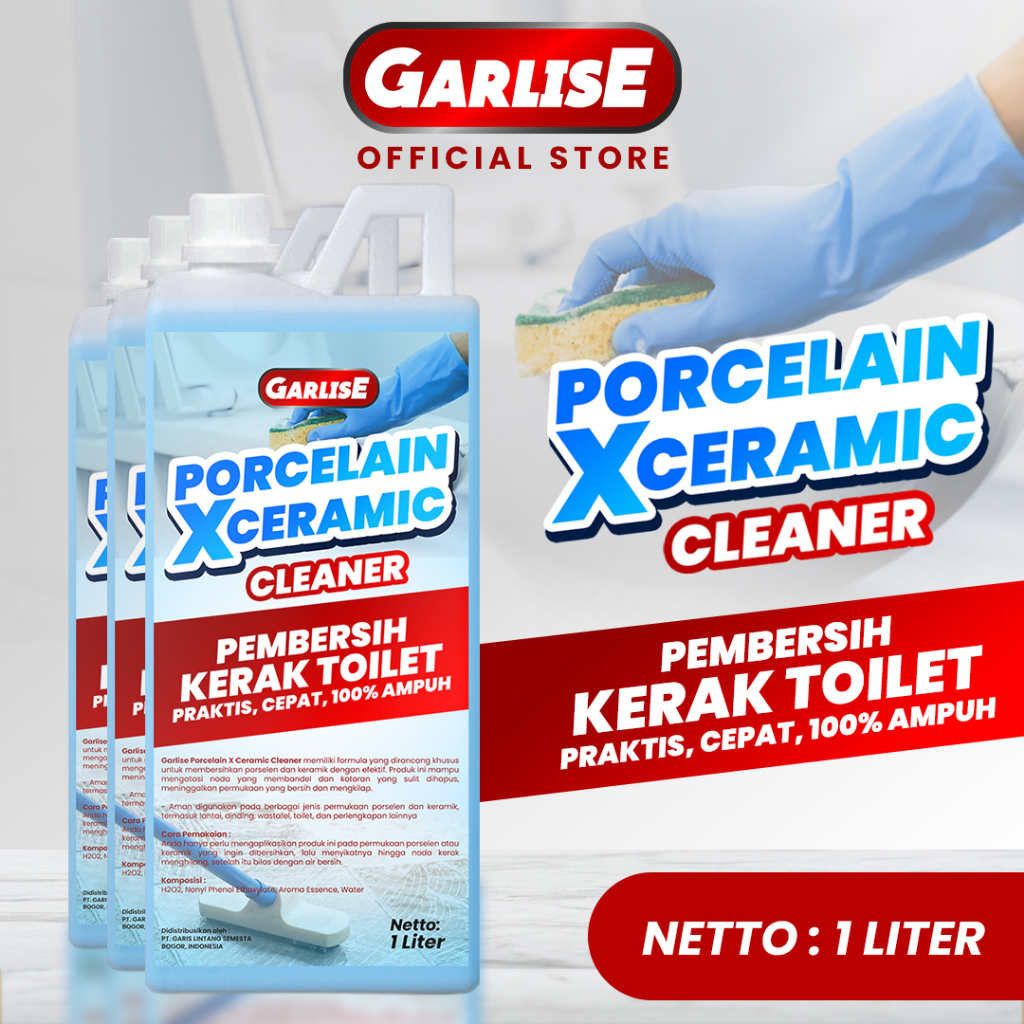 Jual GARLISE PORCELAIN X CERAMIC CLEANER 1 LITER PEMBERSIH NODA KERAK KERAMIK KAMAR MANDI TOILET ...