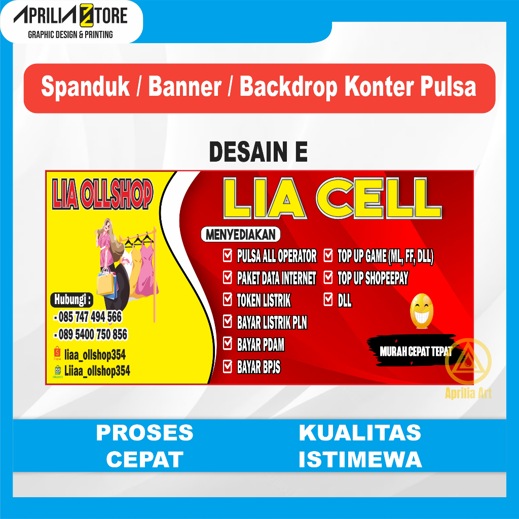 Jual [Aprilia Art ] New Desain Spanduk Banner Konter / Celluler Berbagai Ukuran | Shopee Indonesia