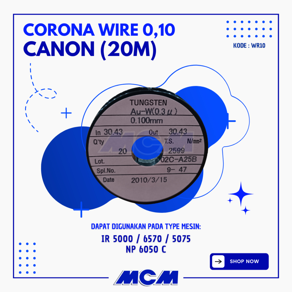 Jual CORONA WIRE 0,10 GOLD 20M SPAREPART MESIN FOTOCOPY CANON IR 5000 ...