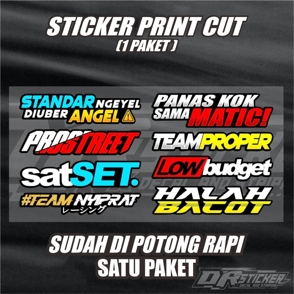 Jual VOL 50 Sticker Racing Print Cut Sticker Satset Prostreet Standar ...