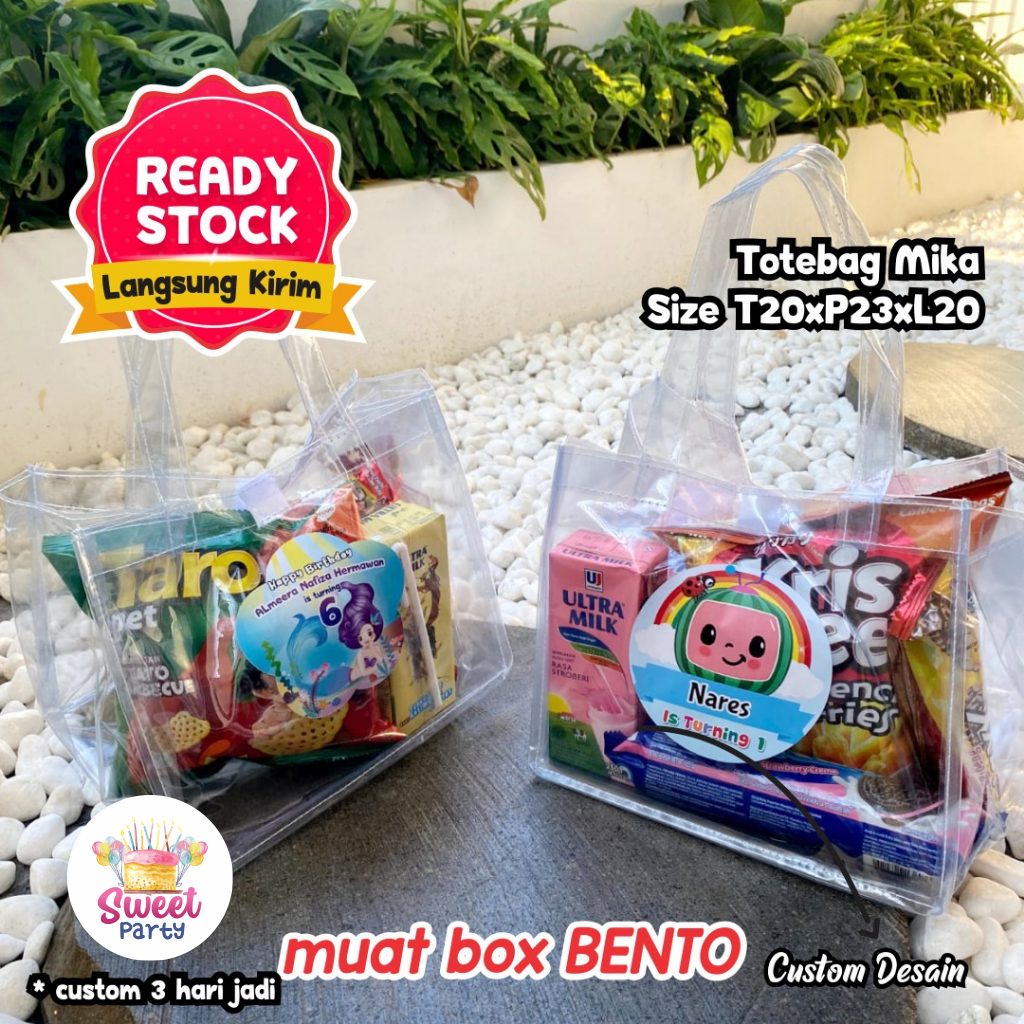 Jual Tas Mika Bening Transparan Tebal 20x23x20, Tas Muat Box Bento ...