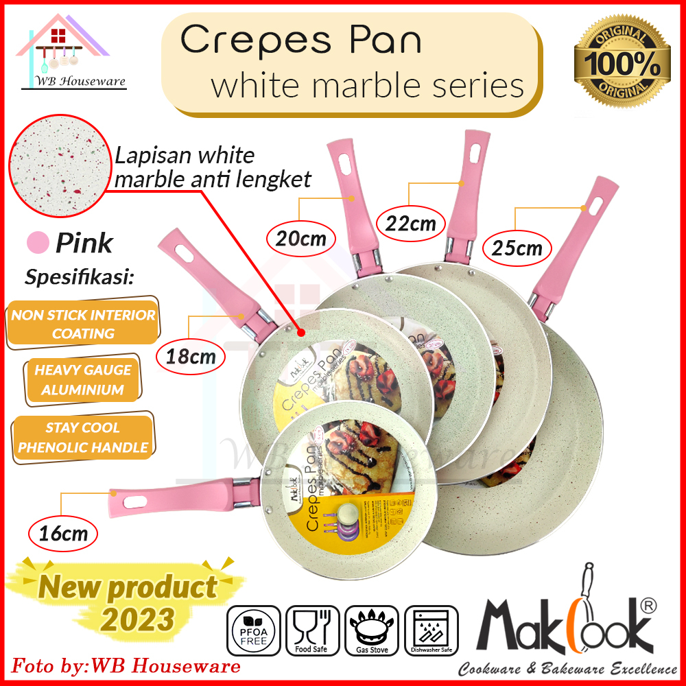 Jual MAKCOOK crepes pan 16/18/20/22/25cm white marble anti lengket ...