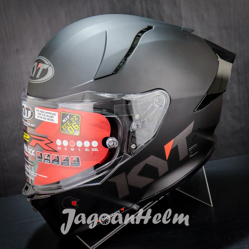 Jual KYT HELM R2R SOLID | MATT BLACK | DOUBLE VISOR | Shopee Indonesia