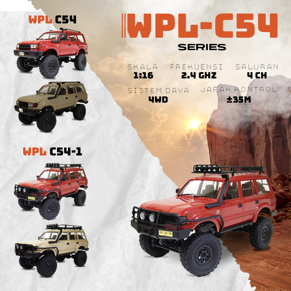 Jual WPL C54 C54-1 RC Car LC80 Rock Crawler 1/16 4WD Toyota Land Cruiser RTR | Shopee Indonesia
