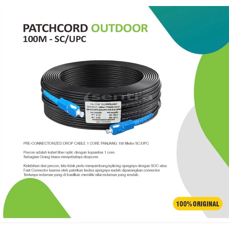Jual Kabel FTTH Drop Core precon CABLE 1 CORE PANJANG 100 Meter SC/UPC ...