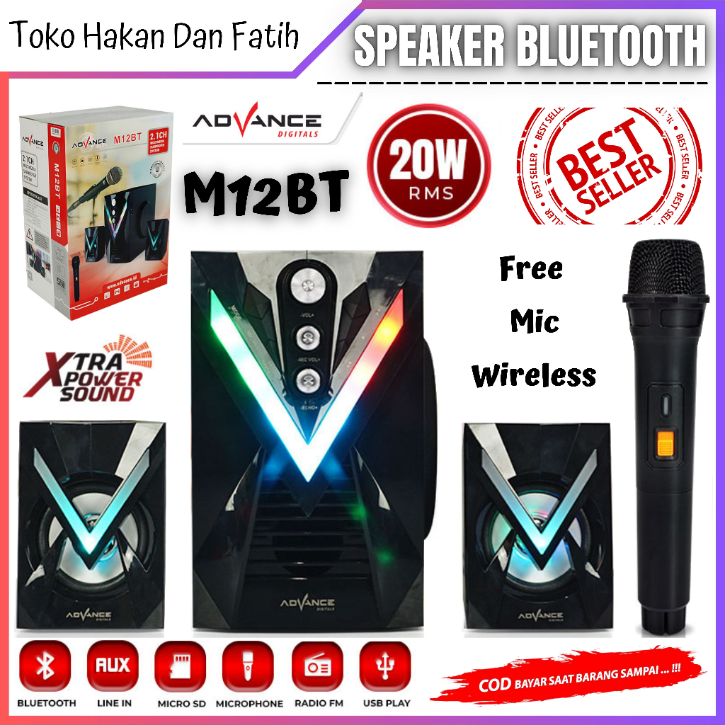 Jual Advance M12BT Speaker Stereo Bluetooth Xtra Bass Subwoofer Free ...