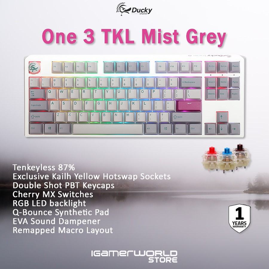 Jual Ducky ONE 3 TKL Mist Grey Hotswap RGB Mechanical Gaming Keyboard ...