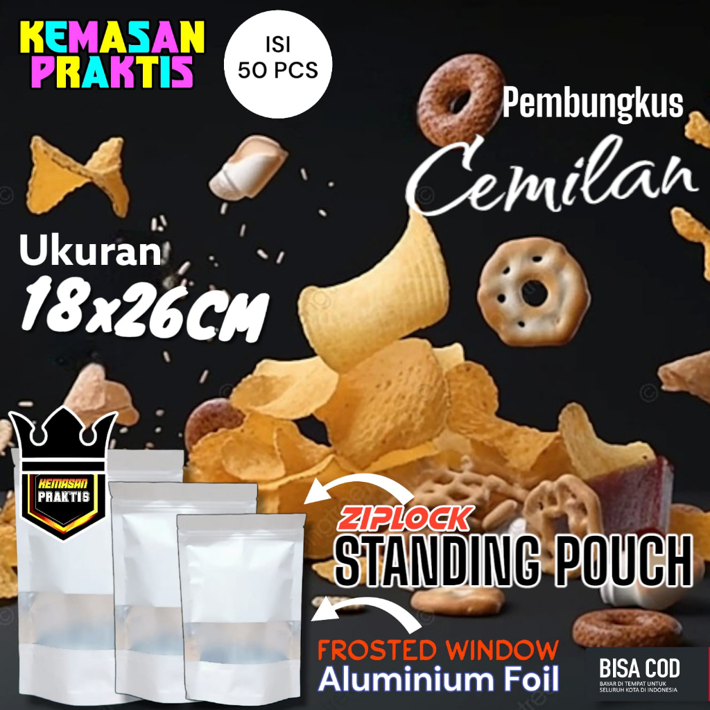 Jual Putih Ukuran 18X26 Kemasan Praktis Standing Pouch Window 1 pack ...
