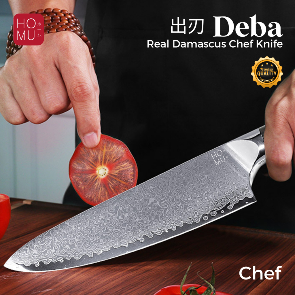 Jual HOMU Deba Real Damascus Chef Knife Pisau Jepang Stainless Damascus ...