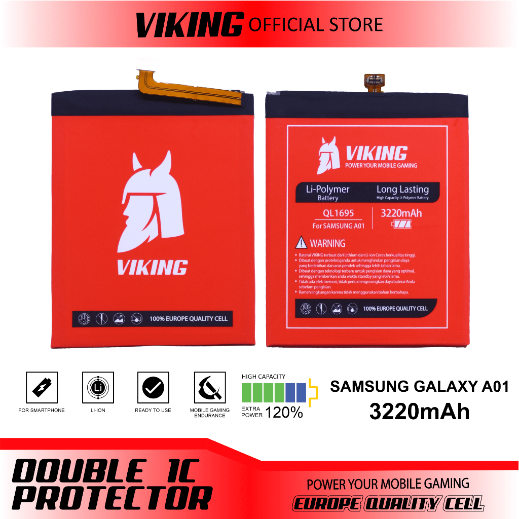 Jual VIKING Baterai Samsung Galaxy A01 A015 Double Power | Shopee Indonesia