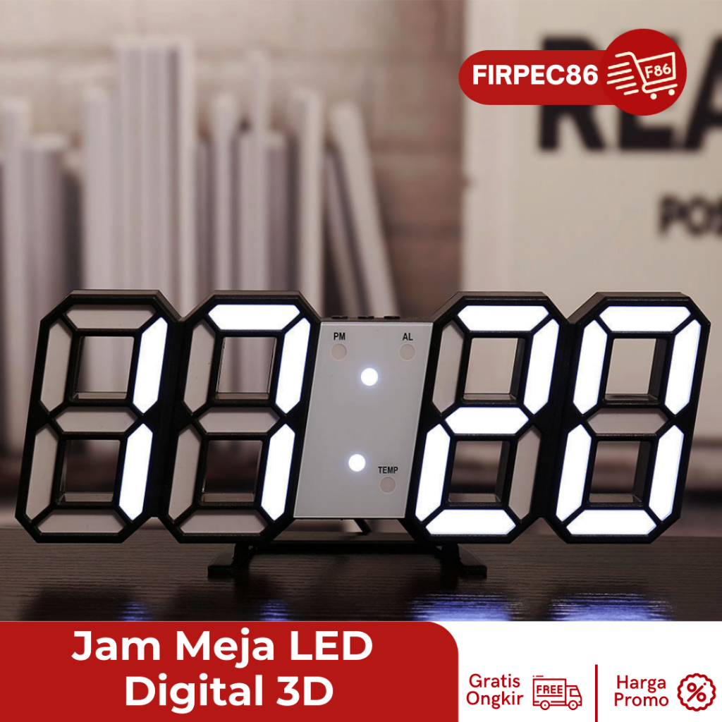 Jual Jam Meja LED dan Jam Dinding Digital Led 3D Clock Meja Alarm ...