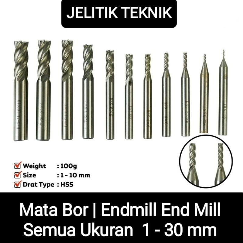 Jual Mata Bor | Endmill End Mill HSS | ALL SIZE| Semua Ukuran| 1 - 30 mm| | Shopee Indonesia