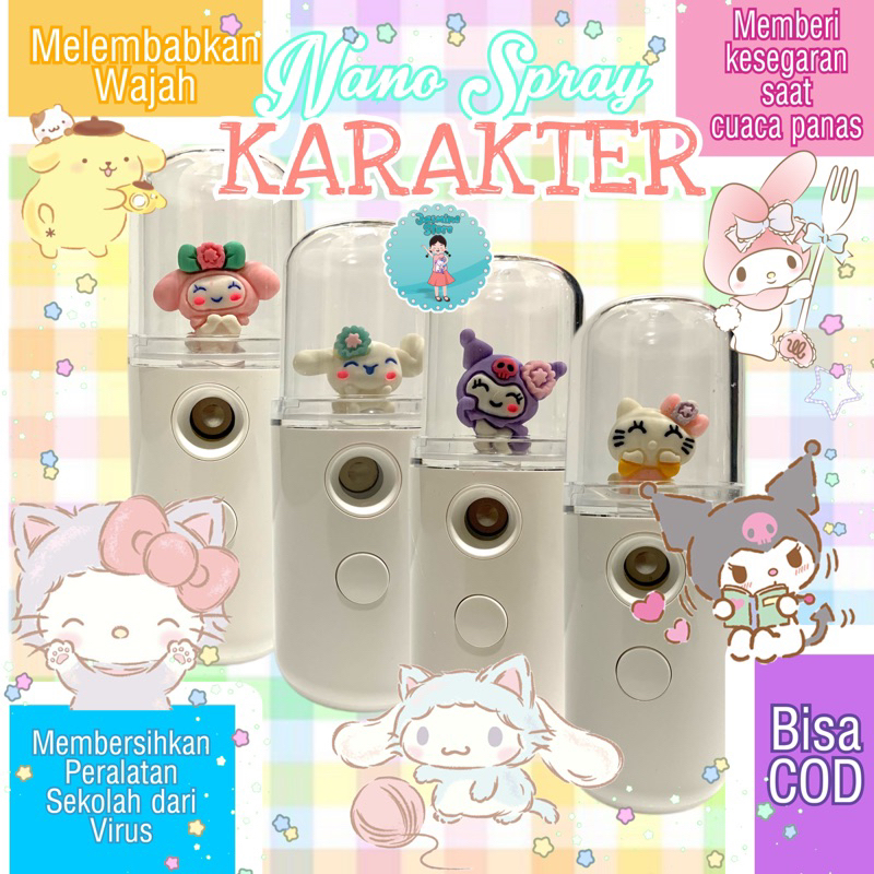 Jual Nano Spray Sanrio/Nano Spray Karakter My Melody Cinnamon Roll Kuromi Pompom purin/Mist ...