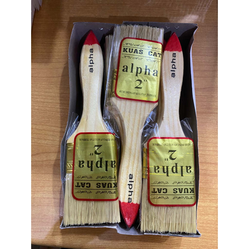 Jual Per 1 LUSIN Kuas 633 2" Kayu / Kuas Cat 2 INCH Gagang Kayu ...