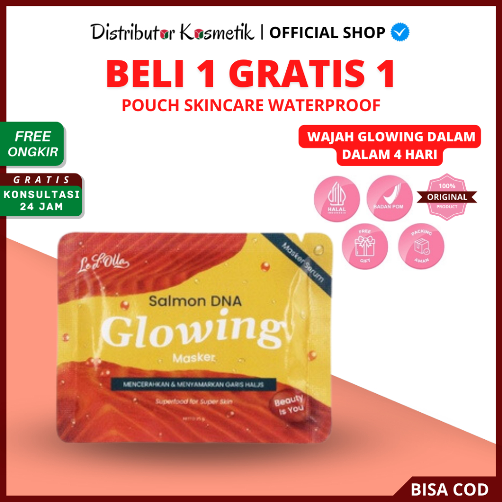 Jual [ FREE GIFT ] LEDOLLA Salmon DNA Glowing - Masker Wajah Facial ...