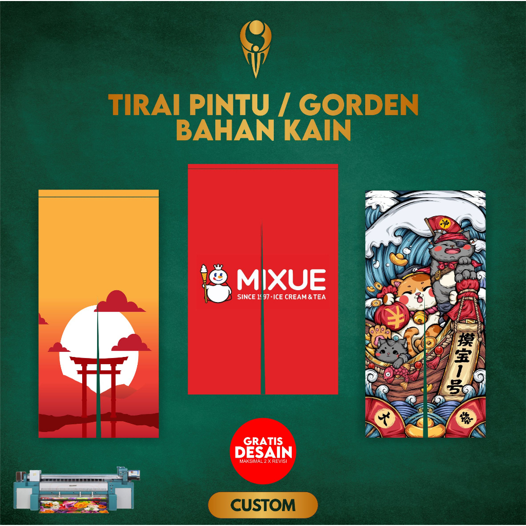 Jual CUSTOM GAMBAR LOGO CETAK TIRAI PINTU GORDEN BAHAN KAIN FULL COLOR ...